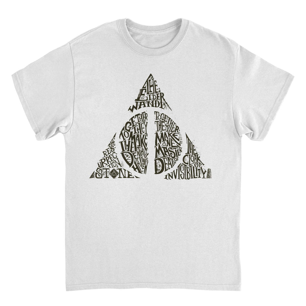 Wholesale Harry Potter Deathly Hallows Shape White T-Shirt – Merch Showroom