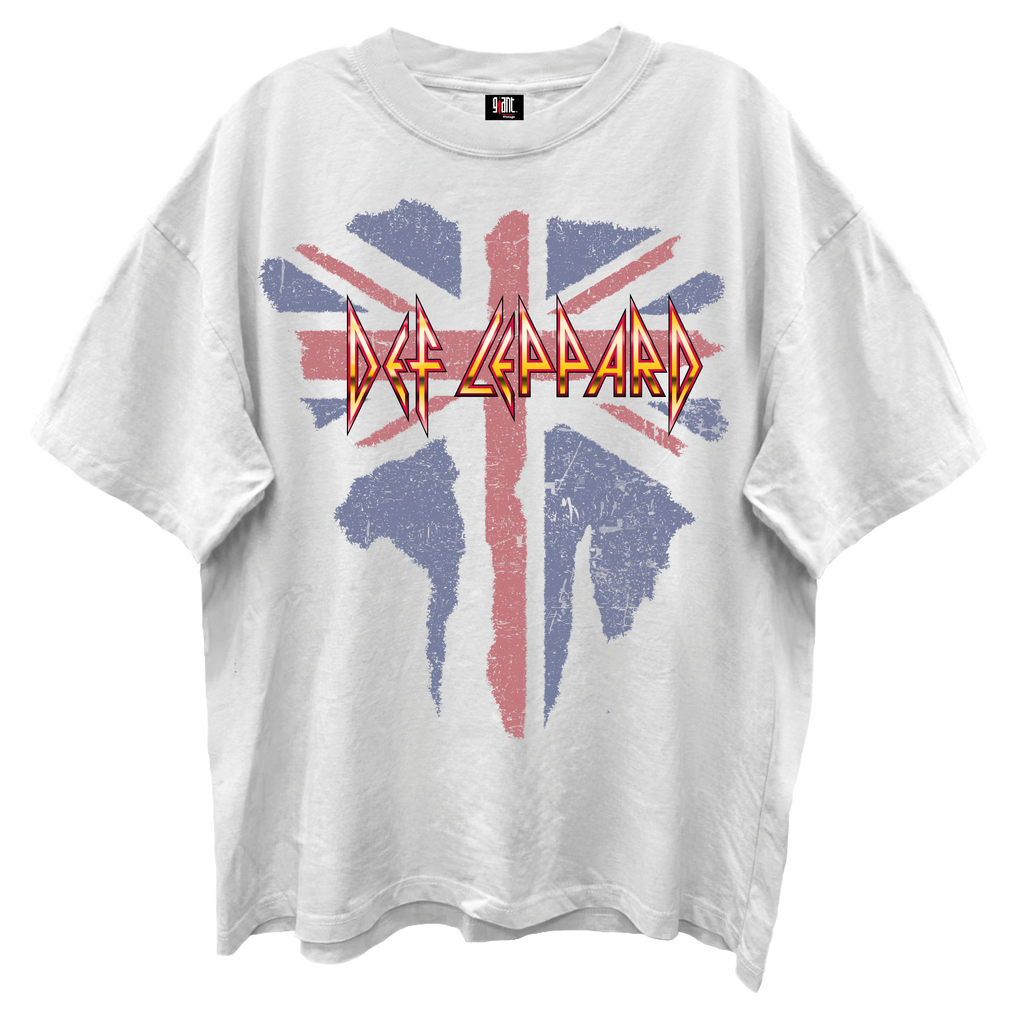 Wholesale Giant Vintage Def Leppard British Flag Logo Blanc White ...