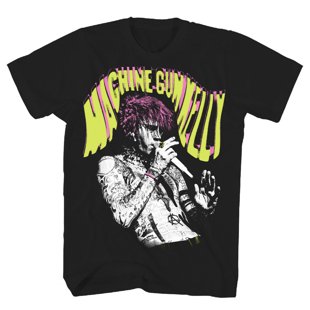 Wholesale Machine Gun Kelly Singing Photo Black T-Shirt – Merch Showroom