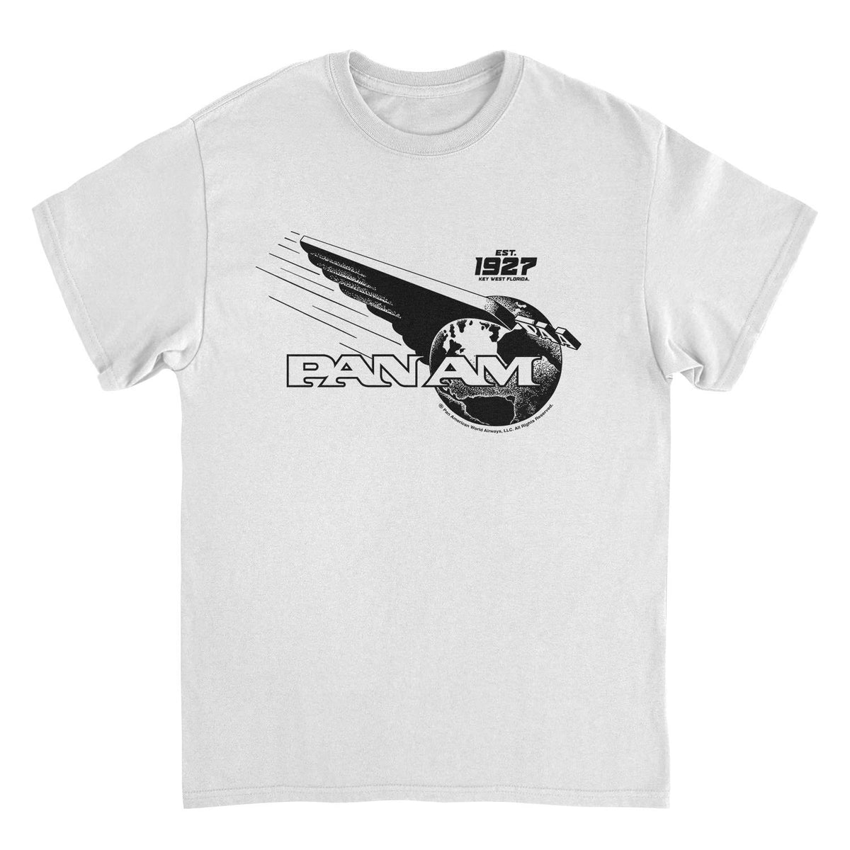 Wholesale Pan Am Wing Globe Logo Black Print White T-Shirt – Merch Showroom
