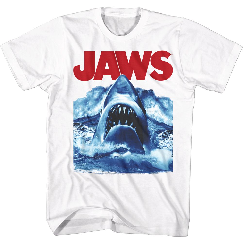 JAWS Movie Waves White Adult T-Shirt | Wholesale Movie T-Shirts – Merch ...