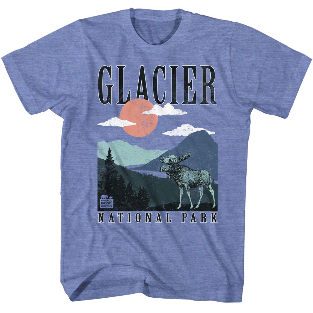 Glacier National Park Light Blue Heather T-Shirt | Wholesale National ...