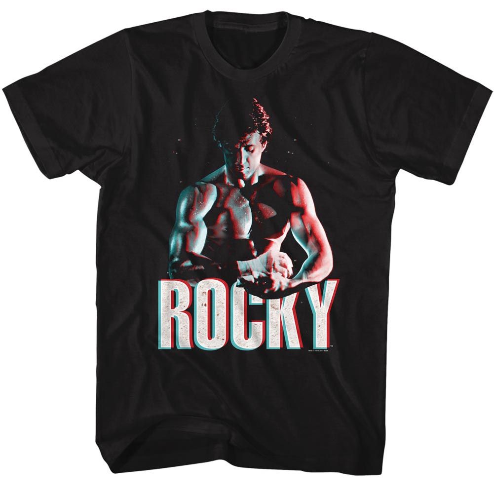 Rocky Movie 3D Muscles Black Adult T-Shirt | Wholesale Movie T-Shirts ...